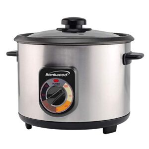 brentwood crunchy persian rice cooker, stainless steel (8-cup uncooked/16-cup cooke), silver (ts-1216s)