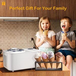 UKKISO Ice Cream Maker for Home: 1.2 Quart Automatic Ice Cream Maker Machine with LCD Display, Stainless Steel Homemade Soft Serve Ice Cream Machine with Compressor for Kids, Home, Holiday