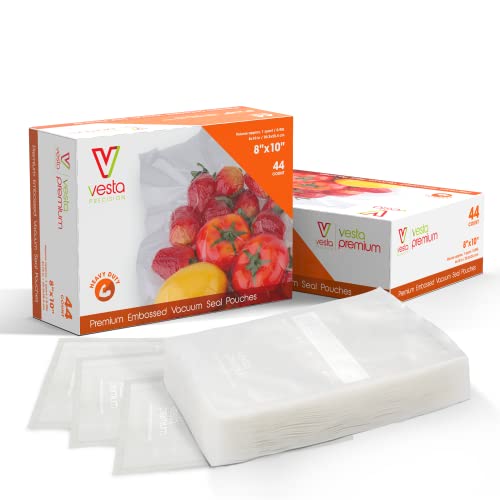 [5 mil Food Vacuum Bags] Vesta Precision Premium PreCut Vacuum Sealer Bags - 8 x 10 Inches, 44 count, 5 Mil Thickness, Puncture Resistant, Ideal for Food Storage, Meal Prep, and Sous Vide