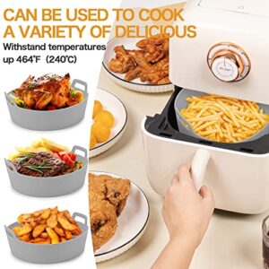 silicone air fryer liners-Reusable Heat Resistant Food Safe Silicone Bowl/Pot for Air Fryer and Microwave for Ninja Foodi Air Fryer, Coffee Maker, Blender (grey1pcs 9inch)