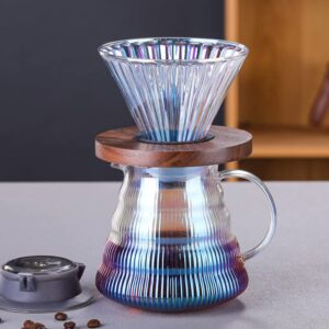 Sunormi Glass Coffee Maker Pour Over Gradient Color 16oz Glass Carafe Dripper Brewer,50Pcs Coffee Lover Gift Set