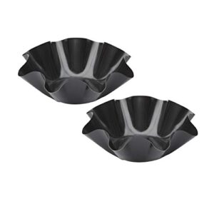 hic harold import tortilla bowl maker, set of 2, non-stick black baking pans