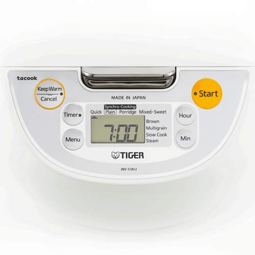 Tiger JBV-S18U 10-Cup Microcomputer Controlled 4-in-1 Rice Cooker (White)