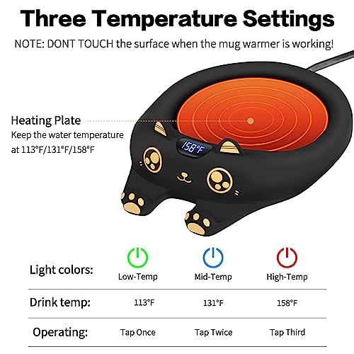 PUSEE Coffee Mug Warmer, Electric Coffee Warmer for Desk with Auto Shut Off, Smart Candle Warmer with 3 Temp Settings, Coffee Warmer Plate for Cocoa Tea Water Milk (No Cup)