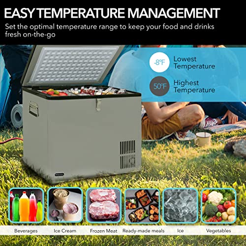 Whynter FM-65G 65 Quart Portable Refrigerator and Deep, AC 110V/ DC 12V, Real Chest Freezer for Car, Home, Camping, and RV with-8°F to 50°F Temperature Range, Gray, One Size