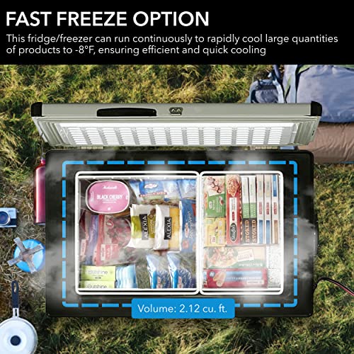 Whynter FM-65G 65 Quart Portable Refrigerator and Deep, AC 110V/ DC 12V, Real Chest Freezer for Car, Home, Camping, and RV with-8°F to 50°F Temperature Range, Gray, One Size