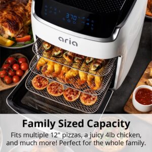 Aria 10 Qt. Touchscreen Air Fryer Oven with Premium Accessory Set and Recipe Book, White