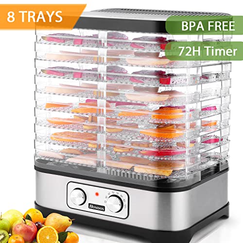 8-Tray Food Dehydrator Machine - BPA-Free Drying System with Nesting Tray for Home Kitchen - Perfect for Preserving Beef Jerky, Wild Food, and Fruit & Vegetables (Button Control)