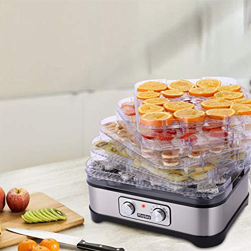 8-Tray Food Dehydrator Machine - BPA-Free Drying System with Nesting Tray for Home Kitchen - Perfect for Preserving Beef Jerky, Wild Food, and Fruit & Vegetables (Button Control)