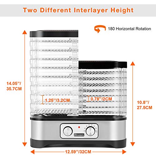 8-Tray Food Dehydrator Machine - BPA-Free Drying System with Nesting Tray for Home Kitchen - Perfect for Preserving Beef Jerky, Wild Food, and Fruit & Vegetables (Button Control)