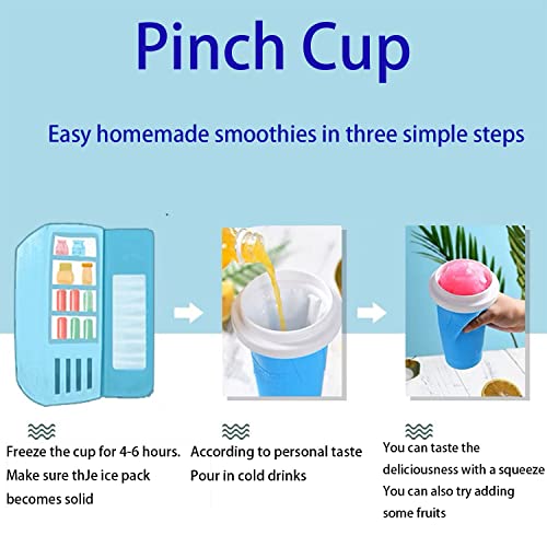 Slushy Cup Slushie Maker Cup, Frozen Magic Smoothies Cup, Double Layers Silica Cup,Magic Quick Frozen Smoothies Cup，DIY Homemade Slushies,Magic Slushy Maker Squeeze Cup Portable for Milkshake… (Pink)