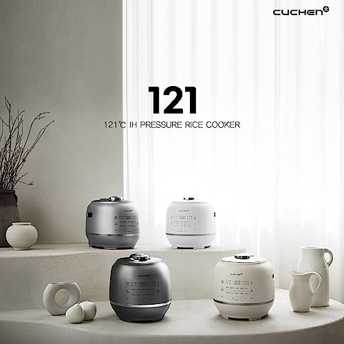 Cuchen CRT-RPK0670WUS 6 Cup 2.1 Ultra High-Pressure Induction Heating Rice Cooker and Warmer, Full Stainless Power Lock System, Auto Steam Clean, Voice Guide, Made in Korea, White (6 CUP, WHITE)