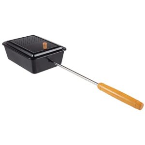 Campfire Popcorn Popper - Old Fashioned Popcorn Maker with Nonstick Finish and Extended Handle - Camping Gear by Great Northern Popcorn (Black)