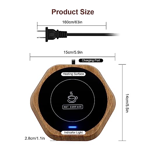 Coffee Mug Warmer:Auto On/Off Gravity-Induction Beverage Cup Warmer for Office Home Desk-Candle Warmer Coaster&Warming Heating Coffee Milk Tea Hot Chocolate-Wood Grain