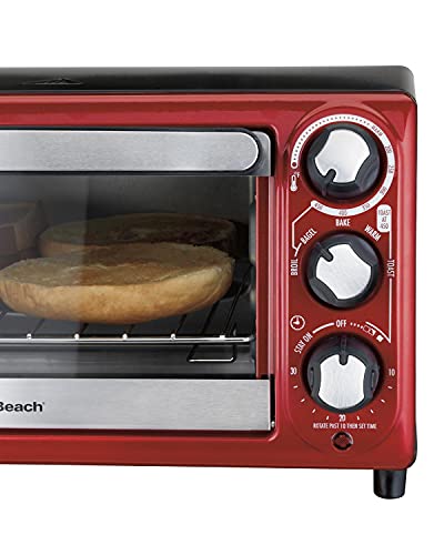 Hamilton Beach 4-Slice Toaster Oven, Red