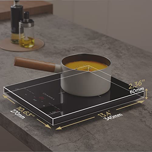 CIARRA CATIH1 1800W Portable Induction Cooktop, Ultra Slim Single Electric Countertop Burner with Sensor Touch and Digital timer ETL Approved