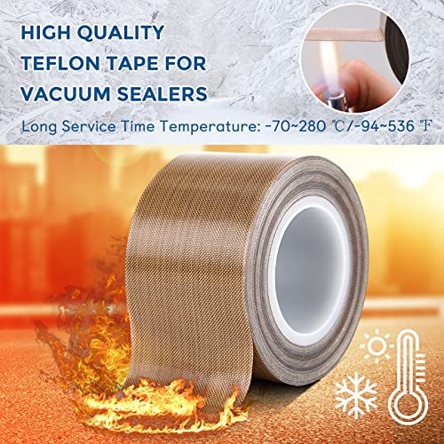 Teflon Fabric Tape, 2 Inch 30 Feet PTFE Tape for Vacuum Sealer Machine, Hand Impulse Sealers Insulation PTFE Coated Fiberglass Adhesive Tape Compatible with FoodSaver, Seal A Meal, Weston, Cabella