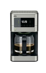 braun brew sense 12 cup touch screen drip coffee maker machine with brew strength options, 2 hour shut off and 24 hour timer, stainless steel