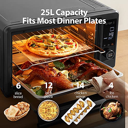 Toshiba TL2-AC25CZA(GR) Air Fryer Toaster Oven, 6-in-1 Digital Convection Oven for 9 Cooking Presets, 6-Slice Bread/12-Inch Pizza, 1750W, Charcoal Grey