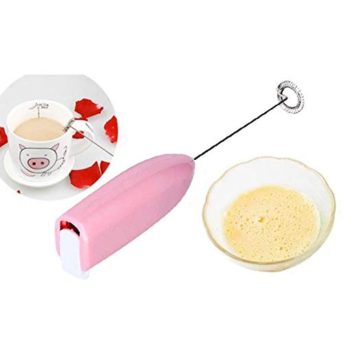 Milk Frother Handheld Mixer Foamer Coffee Maker Egg Beater Chocolate/Cappuccino Stirrer Mini Portable Blender Kitchen Whisk Tool(pink)