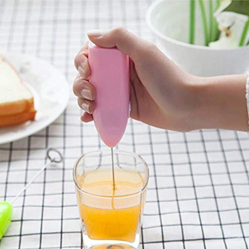 Milk Frother Handheld Mixer Foamer Coffee Maker Egg Beater Chocolate/Cappuccino Stirrer Mini Portable Blender Kitchen Whisk Tool(pink)