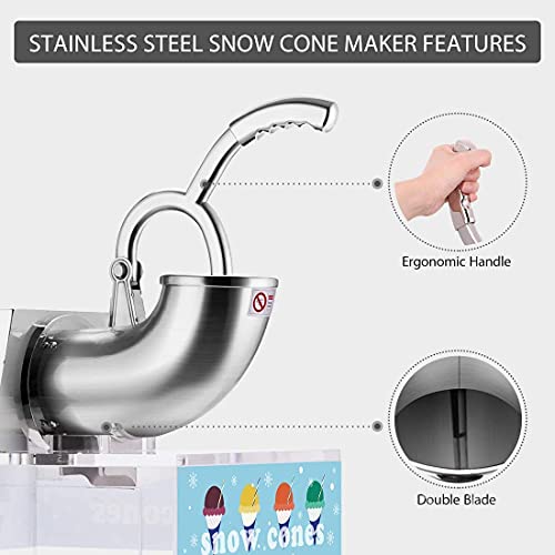 VIVOHOME Stainless Steel Electric Dual Blades Commercial Ice Crusher Shaver Snow Cone Maker Machine with Acrylic Box 440lbs/hr