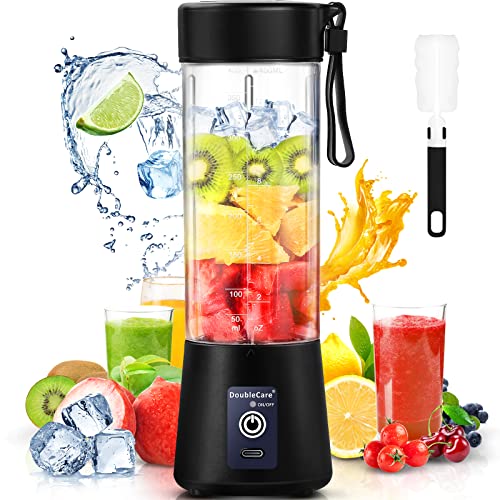 Portable Blender for Shakes and smoothies with Scale, 4000mAh Personal Electric Blender 15.2 oz,150w 6-Blades Blender Bottles, USB Rechargeable Mini Fruit Juicer for Travel, Office, Outdoors