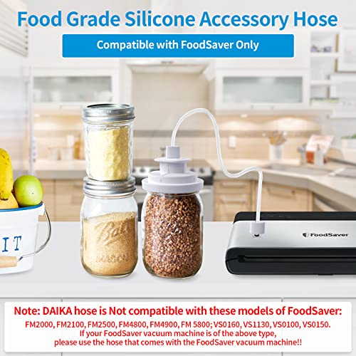 DAIKA Jar Sealer and Accessory Hose Compatible with FoodSaver Vacuum Sealer, Vacuum Sealer Kit for Wide-Mouth & Regular-Mouth Mason-type jars