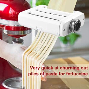 Leixe Pasta Maker Attachment for KitchenAid Stand Mixers 3 in 1 Set Includes Pasta Roller Spaghetti Cutter &Fettuccine Cutter, Durable Pasta Attachments for KitchenAid