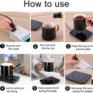 Misby Mug Warmer & Mug Set, Coffee Warmer for Desk Warmer for Desk Auto Shut Off Warmer Plate for Office Home Use, Beverage Warmers with Mug Lid for Water, Tea, Cocoa, Milk Temp Control (Include Cup)