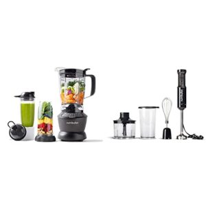 nutribullet znbf30500z blender combo 1200 watt, 1200w, dark gray & immersion blender – deluxe set