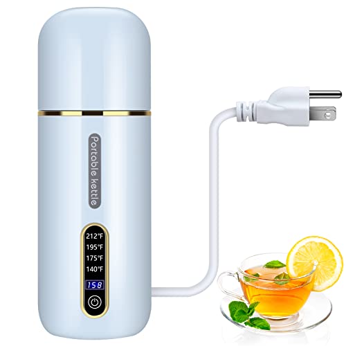 Portable Kettle,380ml Travel Kettle Electric Small,Portable Water Boiler,Mini Travel Tea Kettle,Fast Boil and Auto Shut Off Water Kettle Warmer,Double Wall Insulated Coffee Hot Water Heater Tea Maker