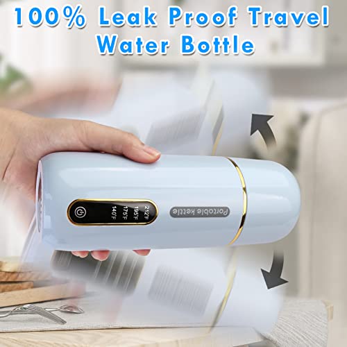 Portable Kettle,380ml Travel Kettle Electric Small,Portable Water Boiler,Mini Travel Tea Kettle,Fast Boil and Auto Shut Off Water Kettle Warmer,Double Wall Insulated Coffee Hot Water Heater Tea Maker