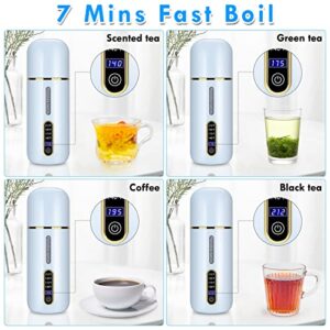 Portable Kettle,380ml Travel Kettle Electric Small,Portable Water Boiler,Mini Travel Tea Kettle,Fast Boil and Auto Shut Off Water Kettle Warmer,Double Wall Insulated Coffee Hot Water Heater Tea Maker