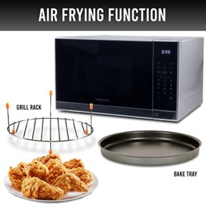 Farberware Countertop Air Fryer Microwave, 1.3 Cu.Ft, 1000 Watts, LED Display, Child Lock, Easy to Clean Interior, Black