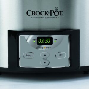 Crock-Pot 6-Quart Countdown Programmable Oval Slow Cooker with Dipper, Stainless Steel, SCCPVC605-S