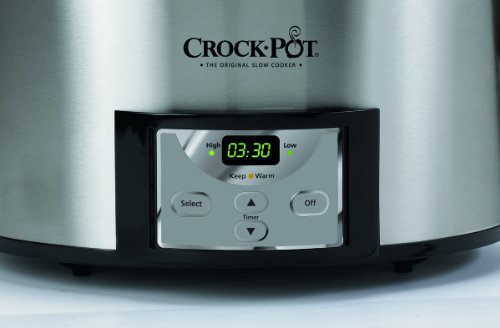 Crock-Pot 6-Quart Countdown Programmable Oval Slow Cooker with Dipper, Stainless Steel, SCCPVC605-S