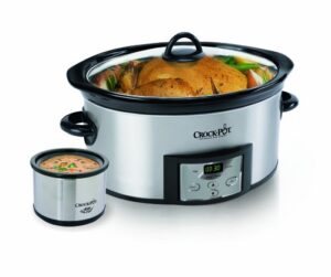 crock-pot 6-quart countdown programmable oval slow cooker with dipper, stainless steel, sccpvc605-s