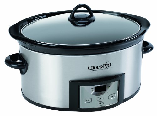 Crock-Pot 6-Quart Countdown Programmable Oval Slow Cooker with Dipper, Stainless Steel, SCCPVC605-S