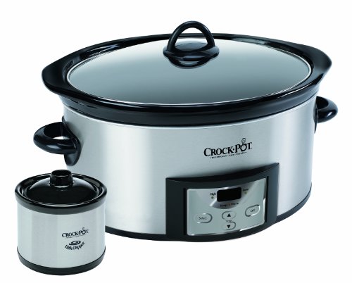 Crock-Pot 6-Quart Countdown Programmable Oval Slow Cooker with Dipper, Stainless Steel, SCCPVC605-S