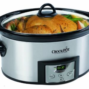 Crock-Pot 6-Quart Countdown Programmable Oval Slow Cooker with Dipper, Stainless Steel, SCCPVC605-S