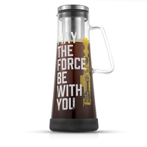 joyjolt star wars cold brew coffee maker. 32oz/1l cold coffee brewer and infuser filter. glass iced coffee maker ice tea maker cold brew pitcher. star wars gift and star wars kitchen accessories