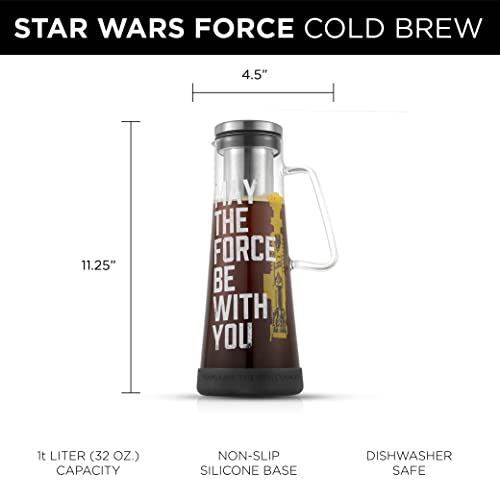 JoyJolt Star Wars Cold Brew Coffee Maker. 32oz/1L Cold Coffee Brewer and Infuser Filter. Glass Iced Coffee Maker Ice Tea Maker Cold Brew Pitcher. Star Wars Gift and Star Wars Kitchen Accessories