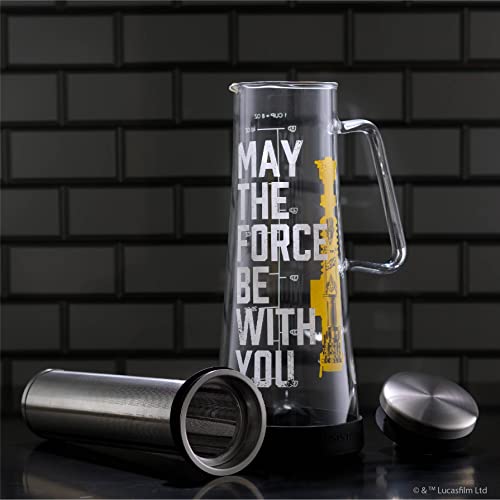 JoyJolt Star Wars Cold Brew Coffee Maker. 32oz/1L Cold Coffee Brewer and Infuser Filter. Glass Iced Coffee Maker Ice Tea Maker Cold Brew Pitcher. Star Wars Gift and Star Wars Kitchen Accessories