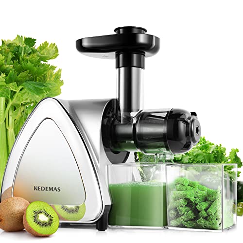 Wheatgrass Juicer Machines, KEDEMAS Cold Press Masticating Juicers for Home, Easy to Clean and Quiet Motor, Reverse Function, Slow Juicers Maker with Juice Cup and Brush for Vegetables and Fruits