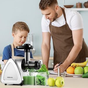 Wheatgrass Juicer Machines, KEDEMAS Cold Press Masticating Juicers for Home, Easy to Clean and Quiet Motor, Reverse Function, Slow Juicers Maker with Juice Cup and Brush for Vegetables and Fruits