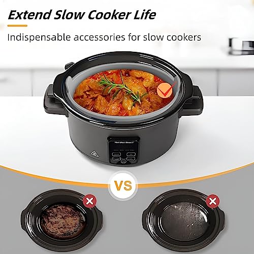 Slow Cooker Liners, Food Grade Silicone Crockpots Liner Safer Reusable, 6-7 Qt Oval Crock Pot Liners Silicone for Slow Cookers 2 Pcs (Black & Gray)