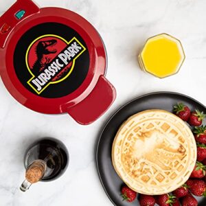 uncanny brands jurassic park waffle maker - t-rex on your waffles - waffle iron