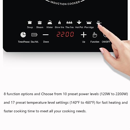 EULANGDE 110V Portable Induction Cooktop 1800 Watts cooktop countertop burner induction burner induction stove Touch Panel Induction Cooker induction cooktop portable (Black-1)