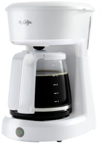 mr. coffee 12-cup coffee maker grab-a-cup auto pause easy cleanup white